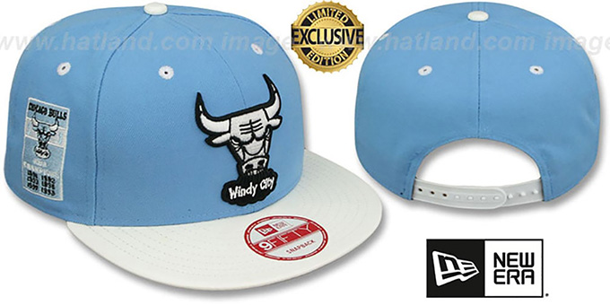 Chicago Bulls 6X BANNER SIDE-PATCH SNAPBACK Sky-White Hat