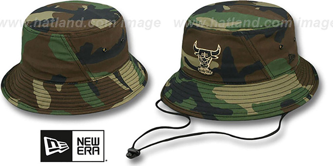 Bulls TIPPED ARMY CAMO Bucket Hat by New Era