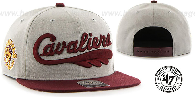 Cavaliers SCRIPT-SIDE SNAPBACK Grey-Burgundy Hat