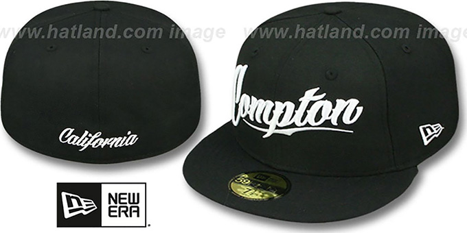 Compton FITTED SCRIPT Black Hat by New Era