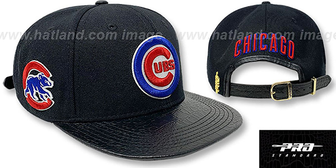 Chicago Cubs TEAM-BASIC STRAPBACK Black Hat by Pro Standard