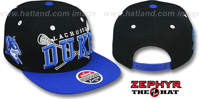 Duke LACROSSE SUPER-ARCH SNAPBACK Black-Royal Hat by Zephyr