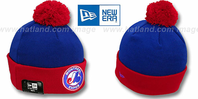 Montreal Expos COOP CIRCLE Royal-Red Knit Beanie Hat