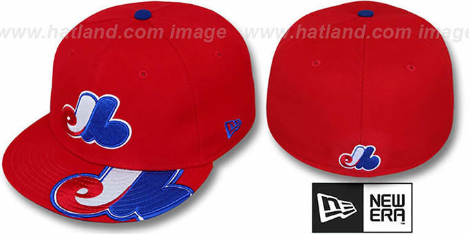 Montreal Expos DEVAZOR Red Fitted Hat by New Era
