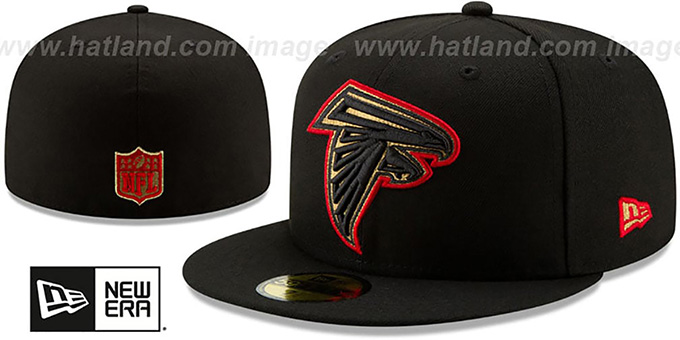 Atlanta Falcons GOLD METALLIC STOPPER Black Fitted Hat