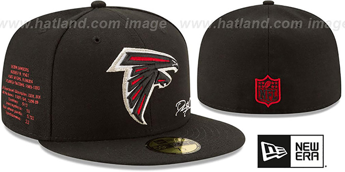 Atlanta Falcons THROWBACK SANDERS STATS Black Fitted Hat
