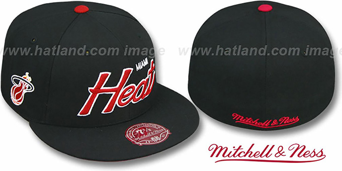 Miami Heat CLASSIC-SCRIPT Black Fitted Hat