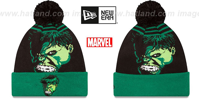 Hulk LOGO WHIZ Black-Green Knit Beanie Hat by New Era