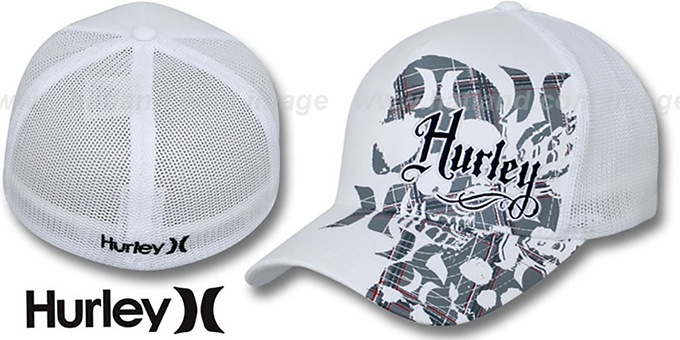 Hurley OLD SKULLS FLEXFIT White Hat