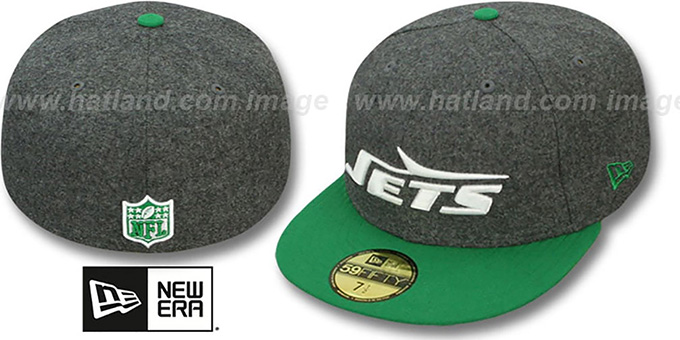 Jets 2T NFL THROWBACK MELTON-BASIC Grey-Green Fitted Hat
