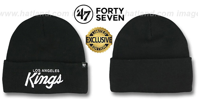 Los Angeles Kings TEAM-SCRIPT Black-White Knit Beanie Hat