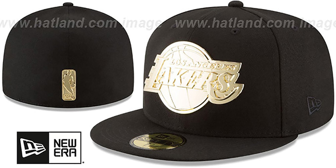Lakers GOLDEN-BADGE Black Fitted Hat by New Era