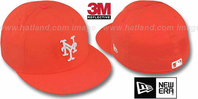 New York Mets 3M REFLECTIVE Orange Fitted Hat by New Era