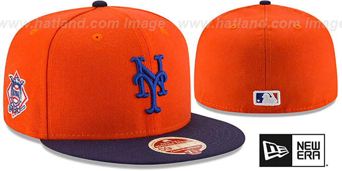 Mets MLB WOOL-STANDARD Orange-Navy Fitted Hat by New Era