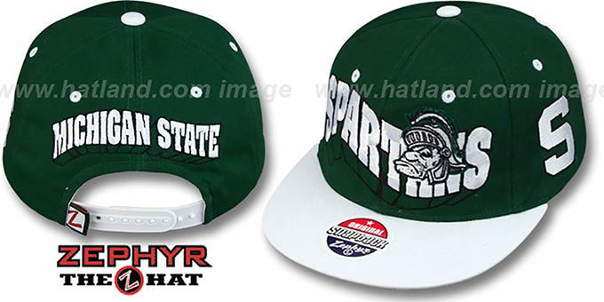 Michigan State 2T FLASHBACK SNAPBACK Green-White Hat by Zephyr