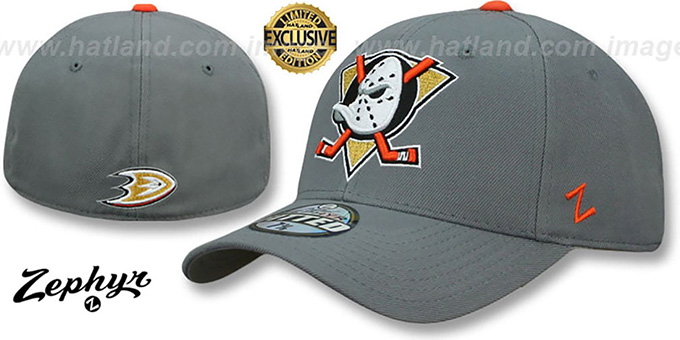 Anaheim Mighty Ducks SHOOTOUT Grey Fitted Hat by Zephyr