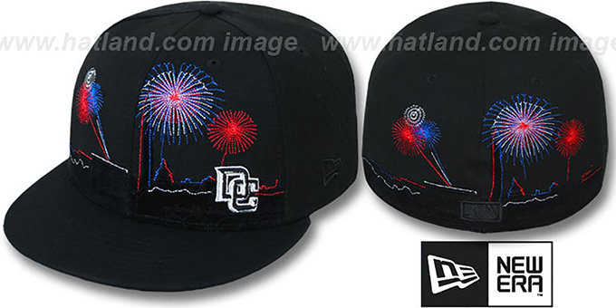 Washington Nationals CITY-SKYLINE FIREWORKS Black Fitted Hat