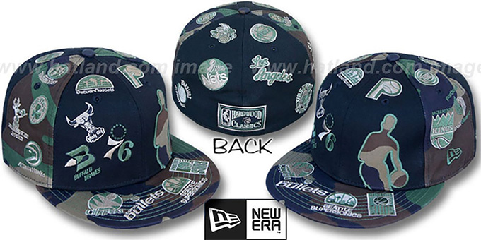 NBA SILHOUETTE ALL-OVER Black-Army Fitted Hat by New Era