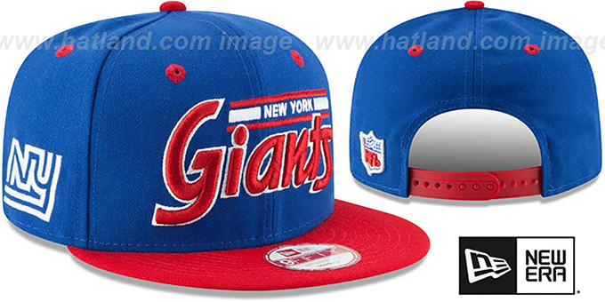 NY Giants 2T RETRO-SCRIPT SNAPBACK Royal-Red Hat by New Era