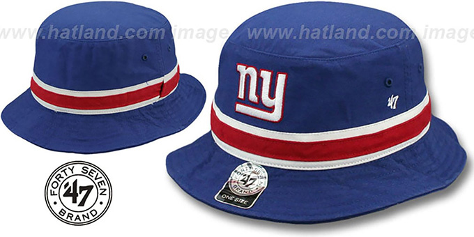 New York NY Giants STRIPED BUCKET Royal Hat