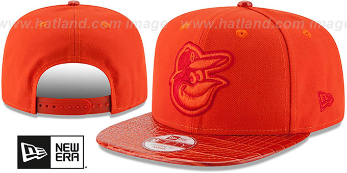 Baltimore Orioles SNAKE SKINZ SNAPBACK Orange Hat by New Era