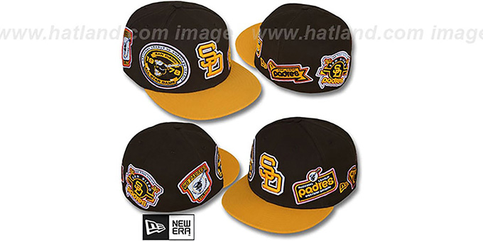 San Diego Padres DEEZ PATCHES Brown-Gold Fitted Hat