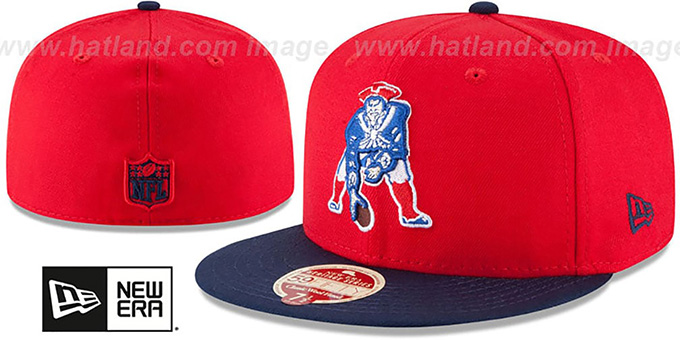 Patriots NFL THROWBACK WOOL-STANDARD Red-Navy Fitted Hat