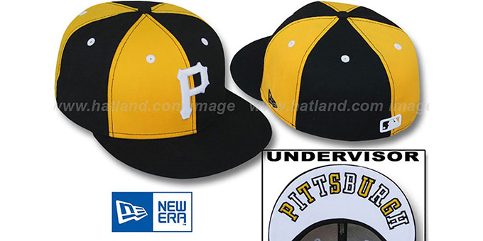 Pirates PINWHEEL-UNDER Gold-Black Fitted Hat by New Era