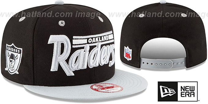 Raiders 2T RETRO-SCRIPT SNAPBACK Black-Grey Hat by New Era