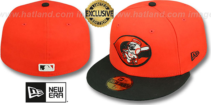 Cincinnati Reds ALT 2T OPPOSITE-TEAM Orange-Black Fitted Hat