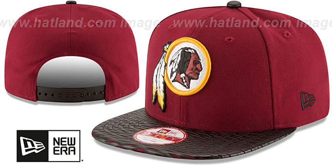 Redskins NFL LEATHER-RIP SNAPBACK Burgundy-Black Hat