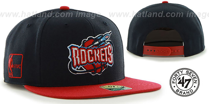 Rockets SURE-SHOT SNAPBACK Navy-Red Hat by Twins 47 Brand