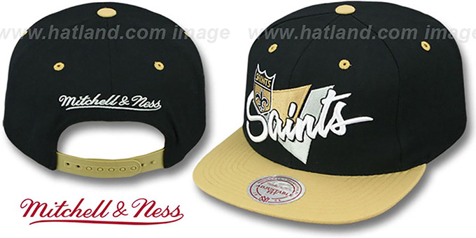 New Orleans Saints TRIANGLE-SCRIPT SNAPBACK Black-Gold Hat