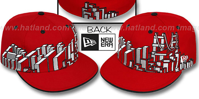 San Francisco BAY BLOCK CITY-SKYLINE Red Fitted Hat