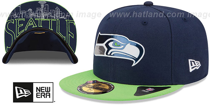 Seahawks 2015 NFL DRAFT Navy-Lime Fitted Hat by New Era