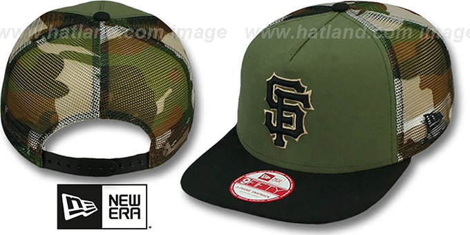 SF Giants MESHED CAMO SNAPBACK Army-Black Hat by New Era