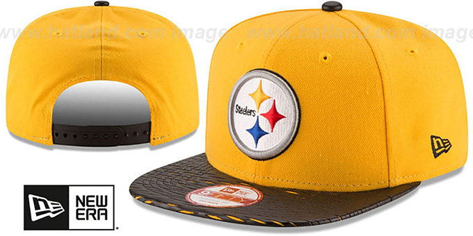 Pittsburgh Steelers NFL LEATHER-RIP SNAPBACK Gold-Black Hat