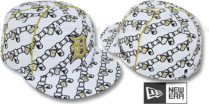 Tigers DAWG CHAIN White-Black Fitted Hat by New Era