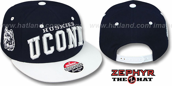 UCONN 2T SUPER-ARCH SNAPBACK Navy-White Hat by Zephyr