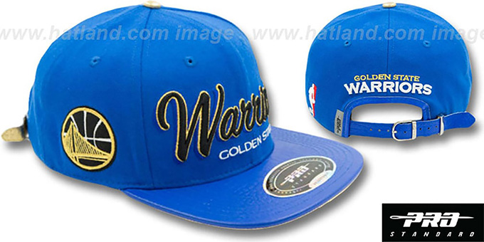 Warriors DROP SHADOW SCRIPT STRAPBACK Royal Hat