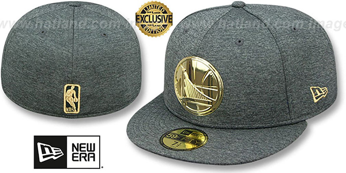 Golden State Warriors GOLD METAL-BADGE Shadow Tech Fitted Hat