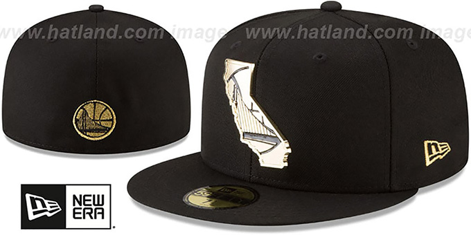 Golden State Warriors GOLD STATED METAL-BADGE Black Fitted Hat