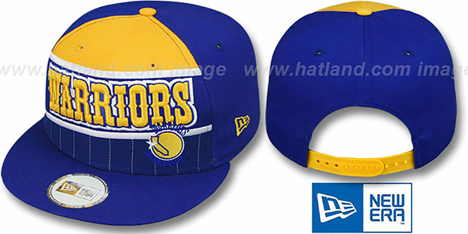 Warriors WARM-UP SNAPBACK Royal-Gold Hat by New Era