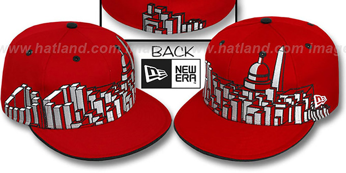Washington DC BLOCK CITY-SKYLINE Red Fitted Hat by New Era