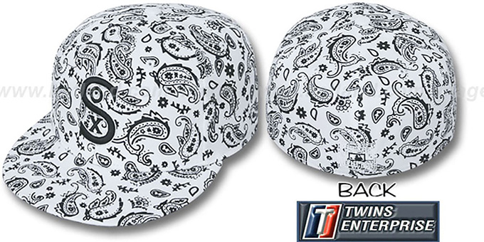 Chicago White Sox COOPERSTOWN BANDANA White-Black Fitted Hat by T