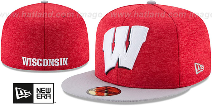Wisconsin HEATHER-HUGE Red-Grey Fitted Hat by New Era