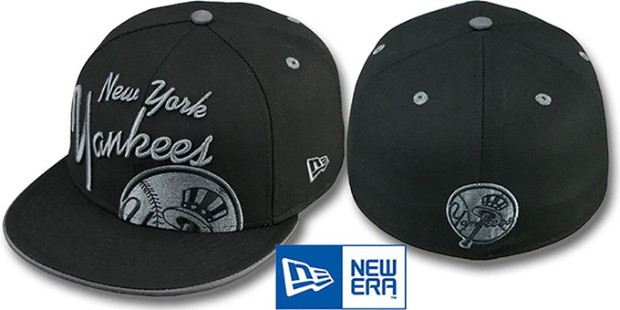 Yankees BIG-SCRIPT Black-Grey Fitted Hat by New Era