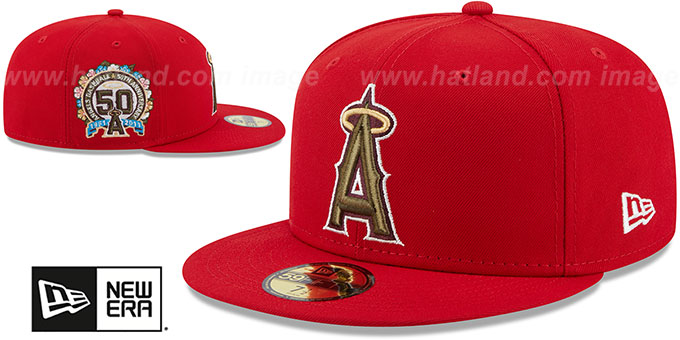 Los Angeles Anaheim Angels BOTANICAL SIDE-PATCH Red Fitted Hat
