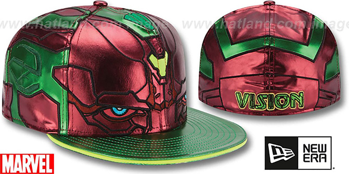 Marvel Armor Vision CHARACTER FACE Green-Rust Fitted Hat