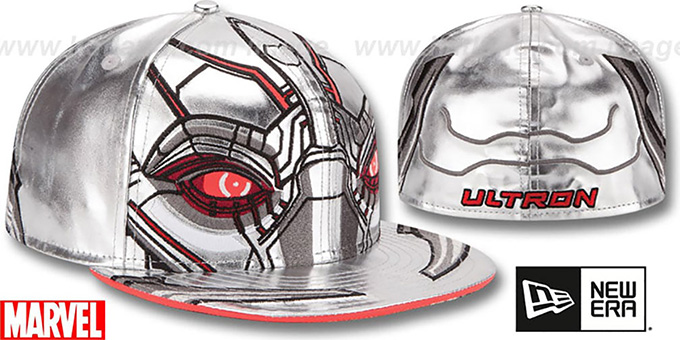 Marvel Armor Ultron CHARACTER FACE Silver Fitted Hat